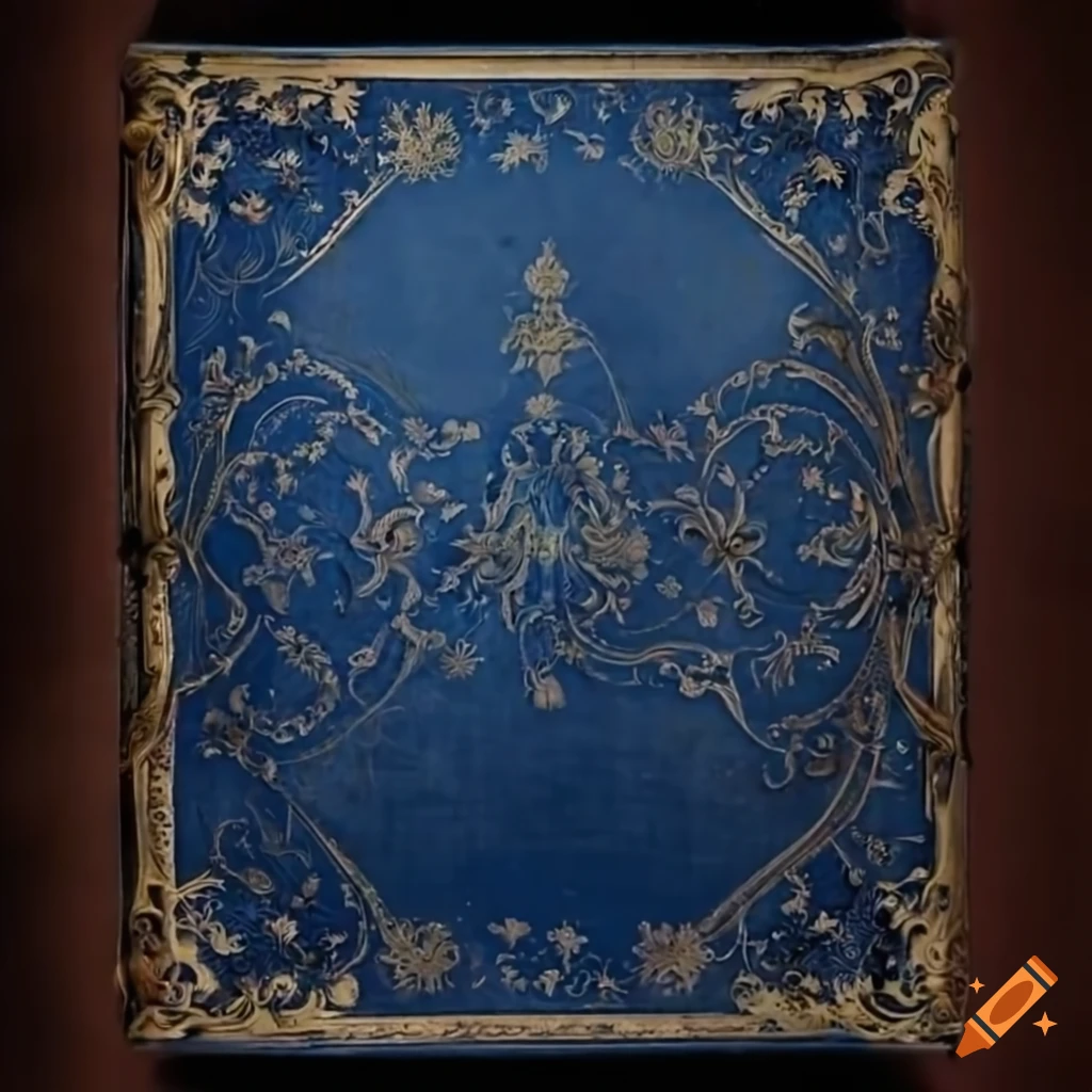 Intricately detailed vintage blue magical book on Craiyon