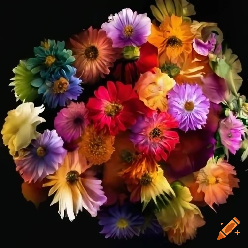 Collage of colorful flowers on Craiyon