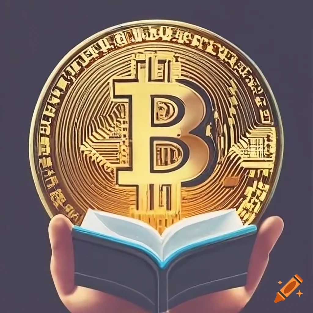 Person reading a book with a bitcoin logo on Craiyon