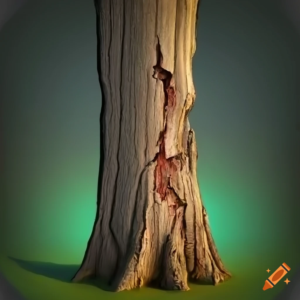 Smooth beech tree trunk with a visible injury on Craiyon