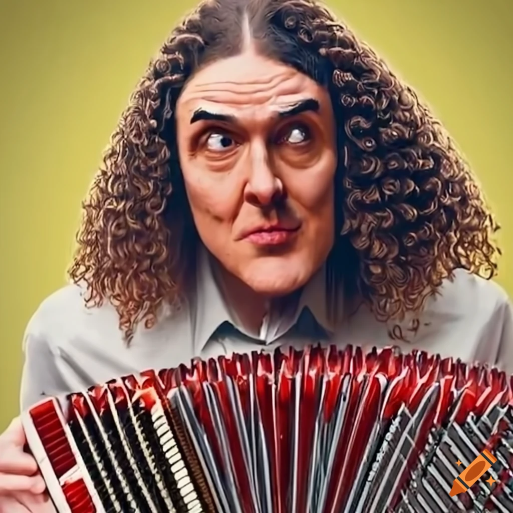 Inspector Al Yankovic with accordion in humorous investigation on Craiyon