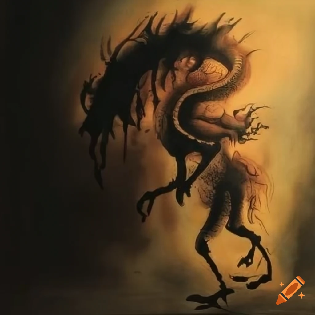 Chinese ink painting of a monster on Craiyon