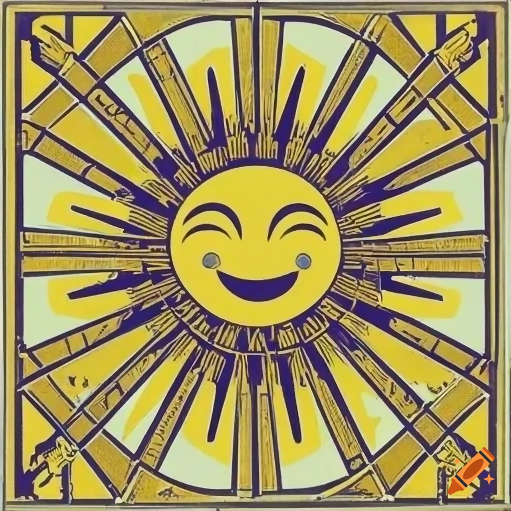 Art deco smiling sun with rays in anime style on Craiyon