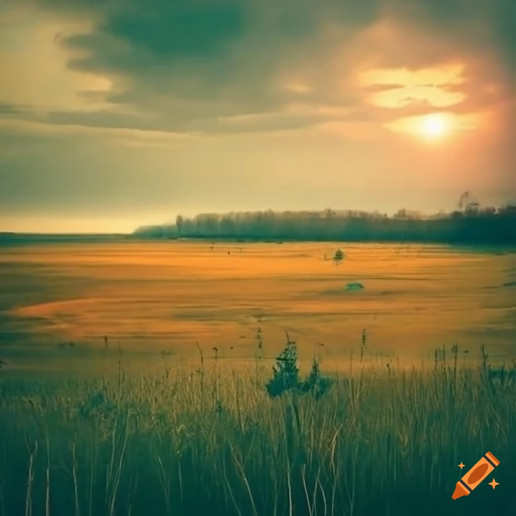 Country field with warm nature on Craiyon
