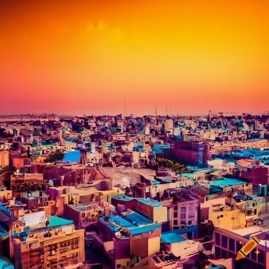 Colorful aerial view of dakar city in senegal on Craiyon