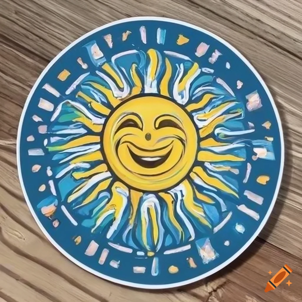Expressive smiling sun with rays in a pastel oil painting on Craiyon