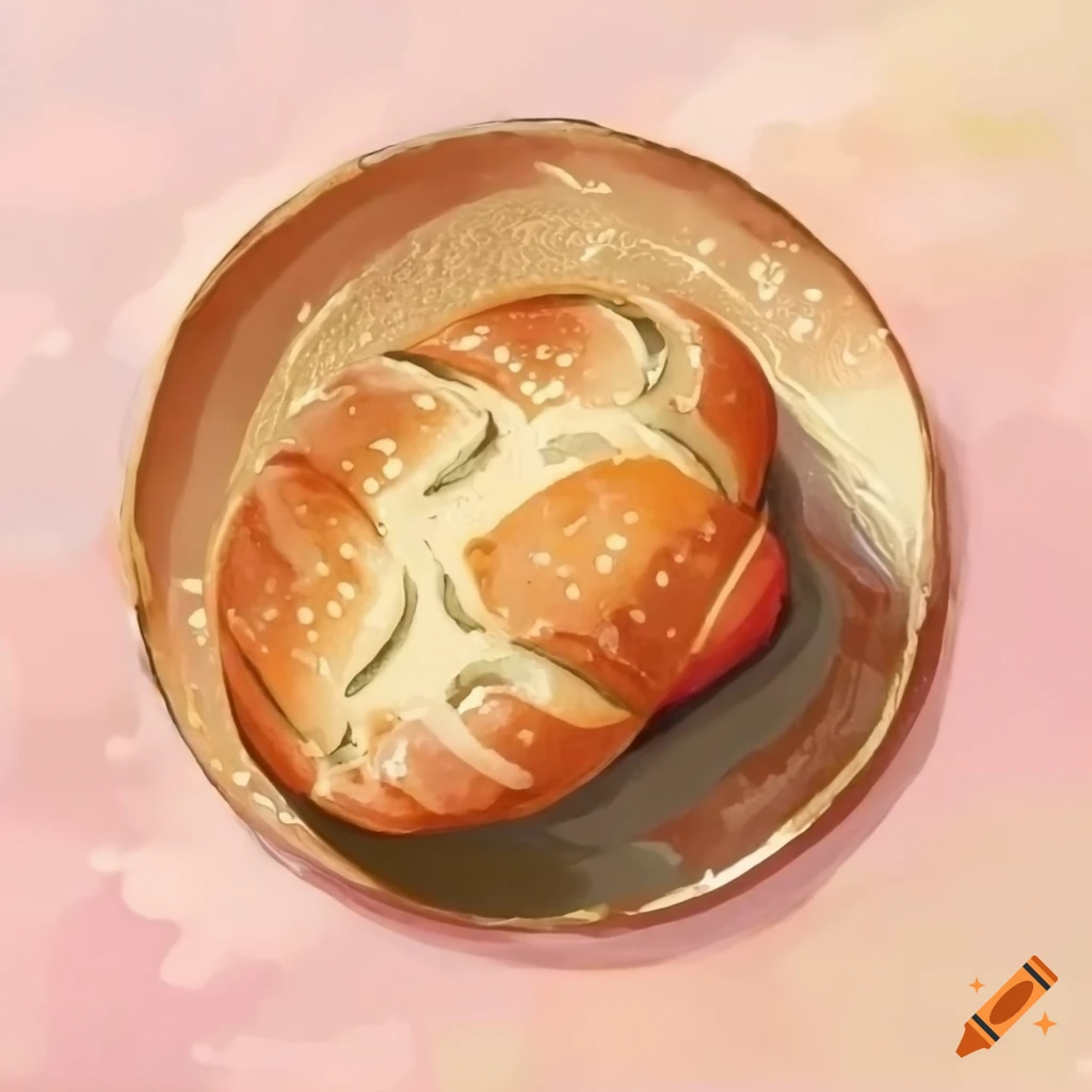 Beautiful patterned bread on a golden saucer on Craiyon