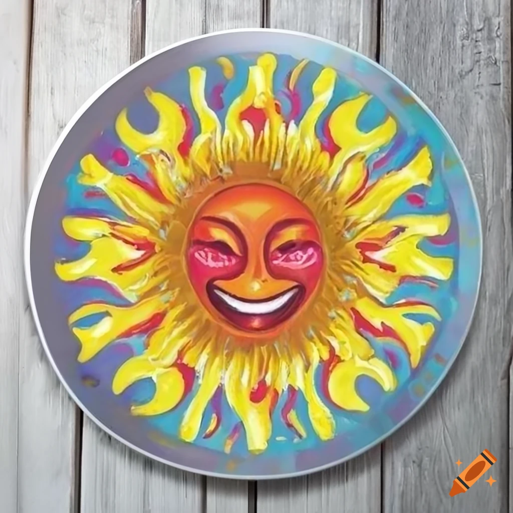 Expressive smiling sun with rays in pastel oil painting on Craiyon
