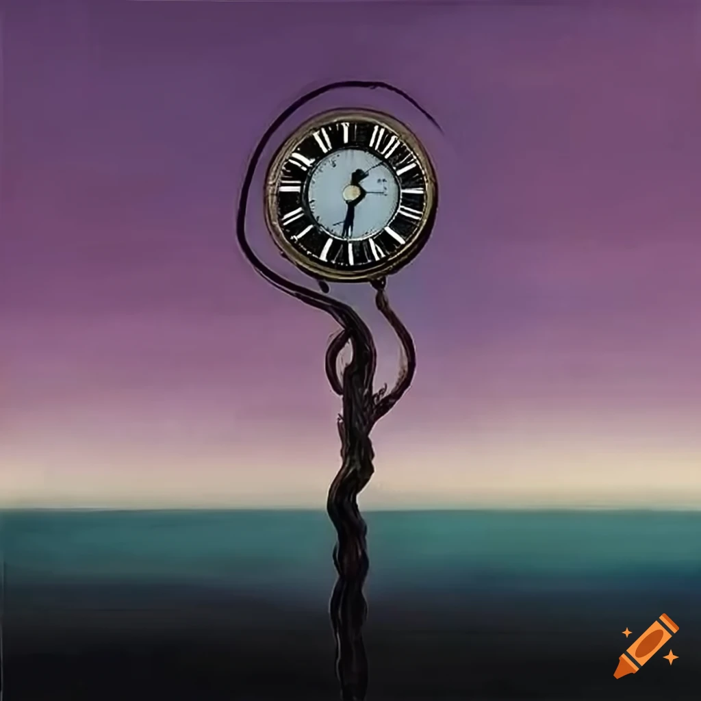 Clock trees with twisting branches in artwork by rene magritte on Craiyon