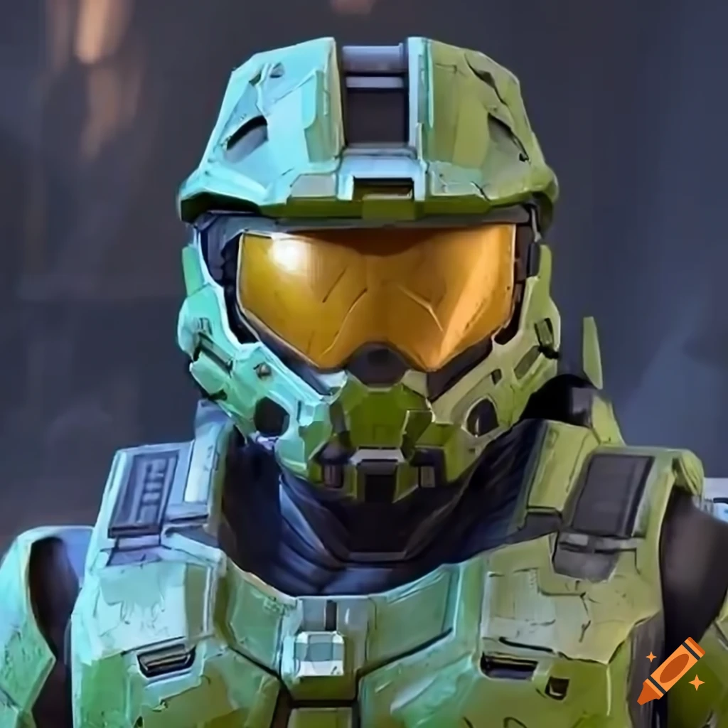 Master chief in halo infinite with 119th platoon background on Craiyon