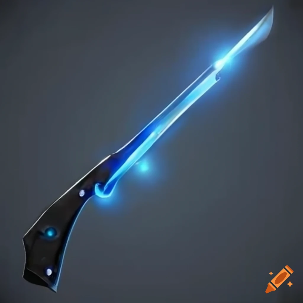 Futuristic machete with glowing blue laser blade on Craiyon