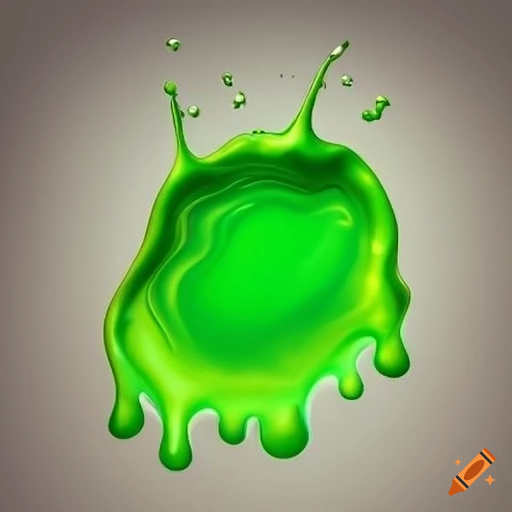 Green goo dripping down a blank canvas in a realistic style on Craiyon