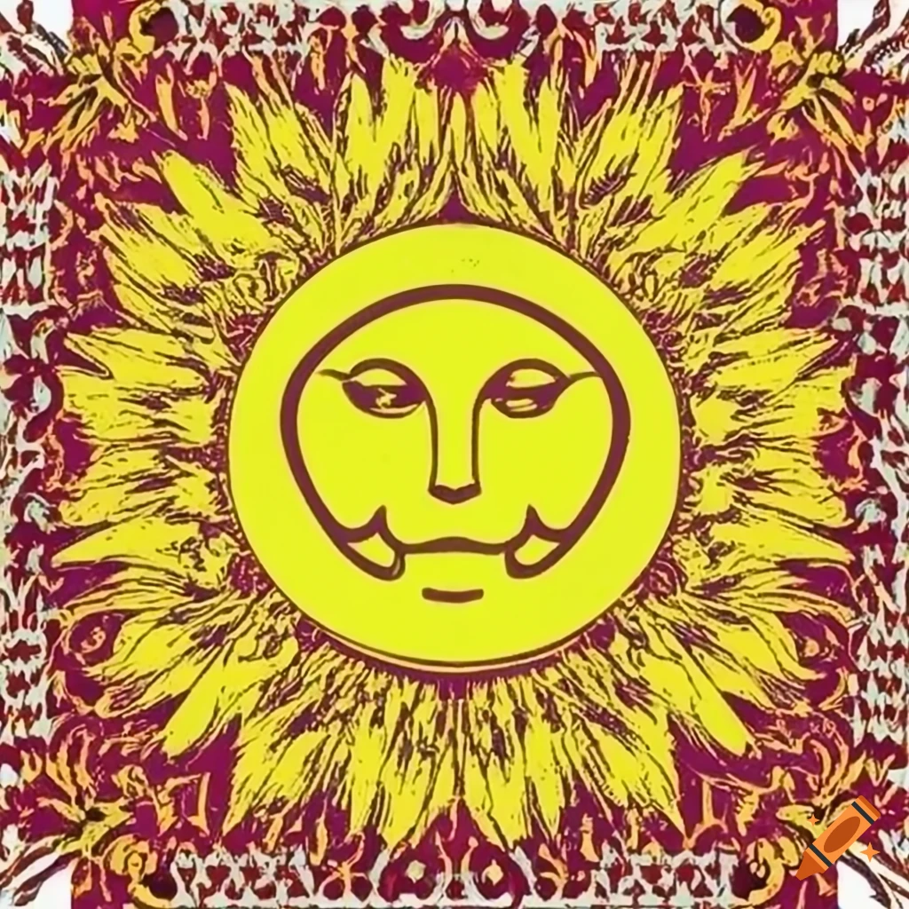 Smiling sun with colorful rays in classical art deco style on Craiyon
