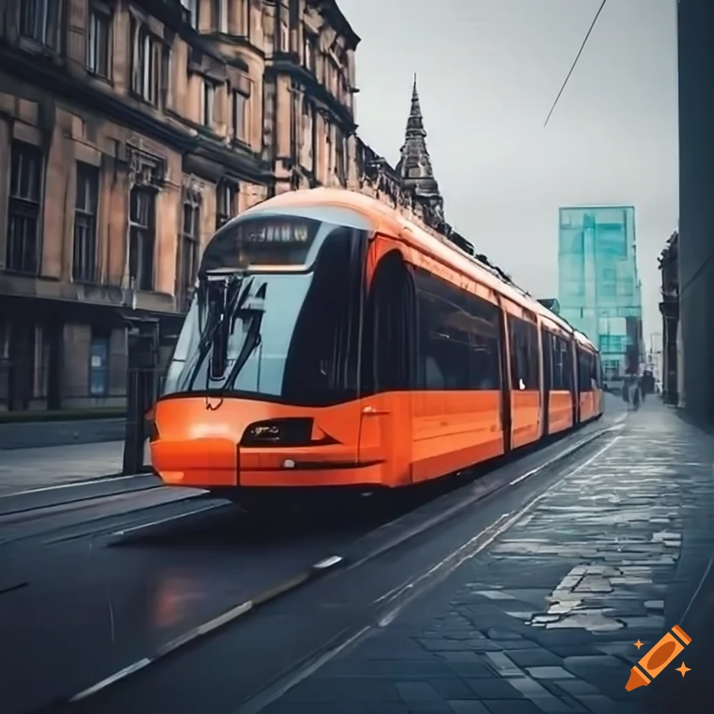 Siemens avenio traveling through glasgow city center on Craiyon