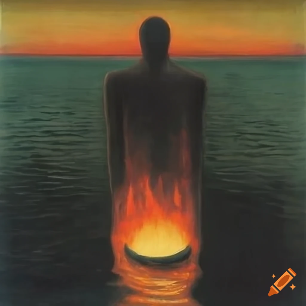 Fire in sea by rene magritte on Craiyon