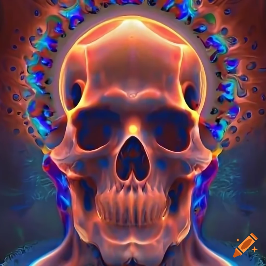 Orange plasma skull optical illusion in 4k resolution on Craiyon