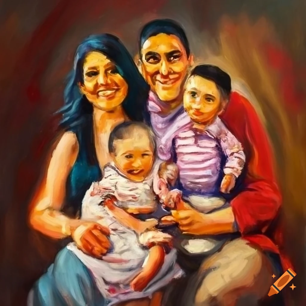 Hispanic family portrait in modern art style on Craiyon