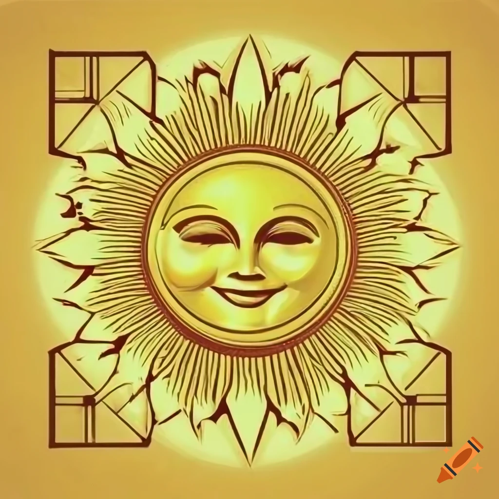Smiling sun with rays in art deco style on Craiyon