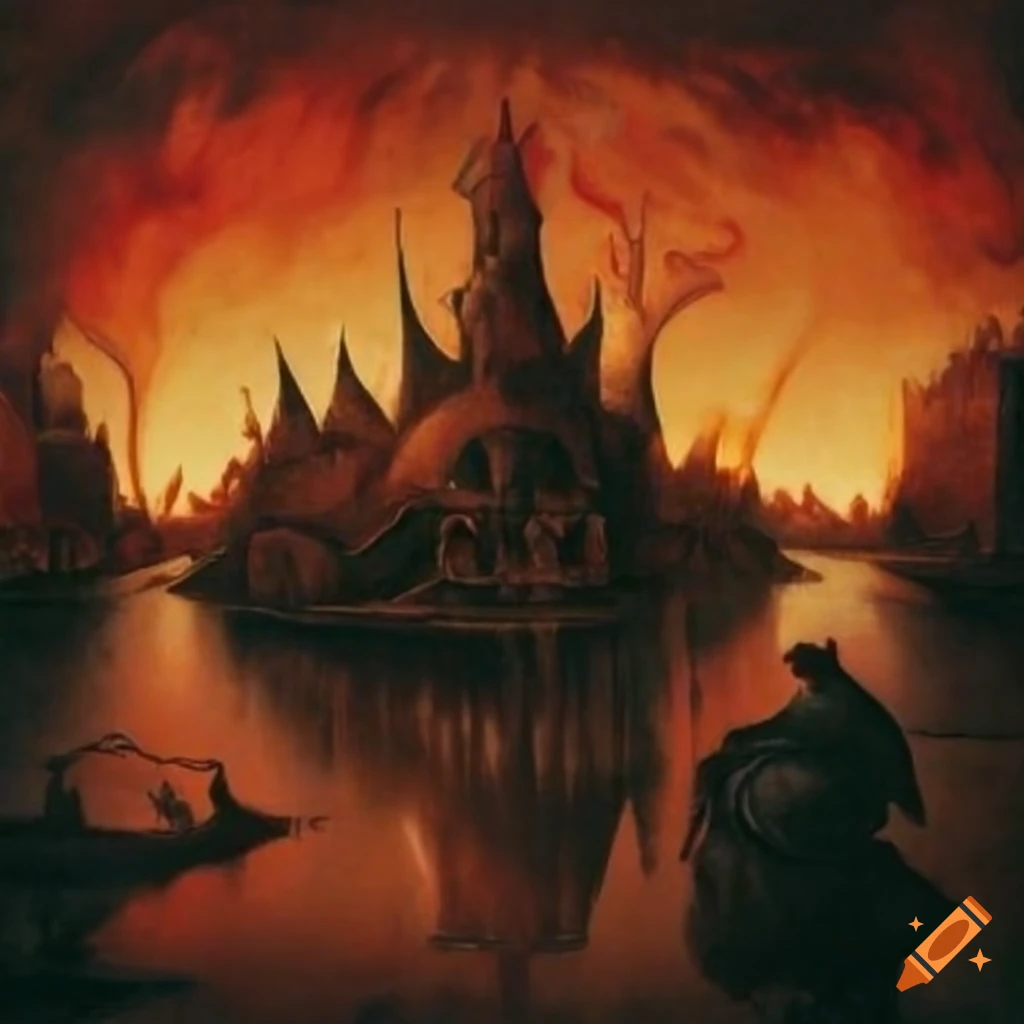 Surreal and nightmarish hellscape inspired by bosch on Craiyon