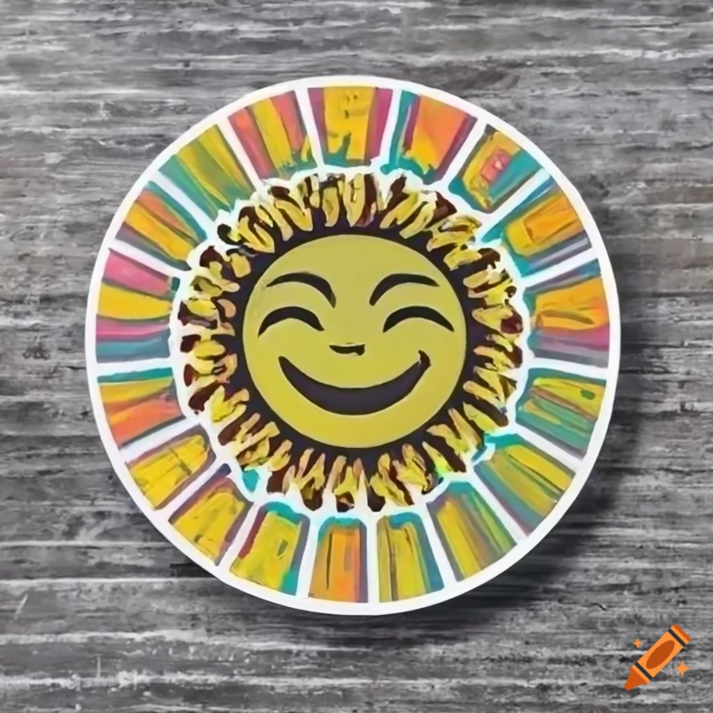 Expressive smiling sun with rays in pastel oil painting on Craiyon