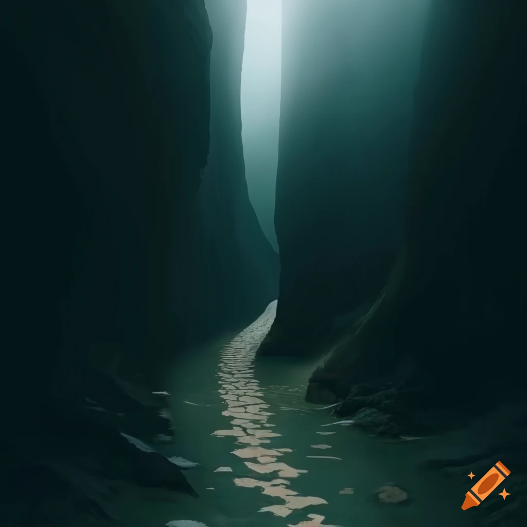 Winding path between mountains on Craiyon