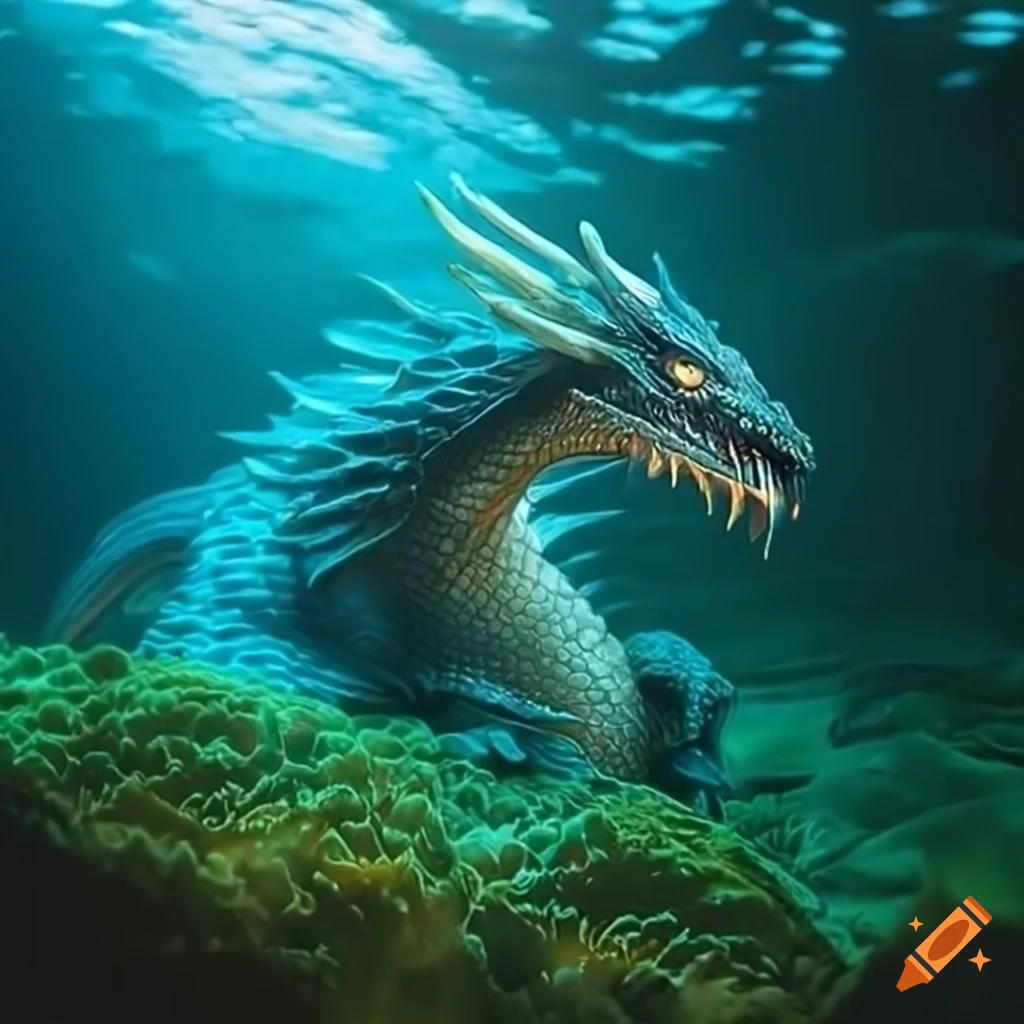 Color-changing dragon in the ocean and forest habitat on Craiyon