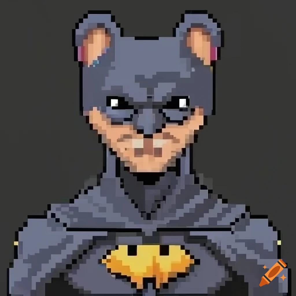 Pixel art weasel in batman costume on Craiyon