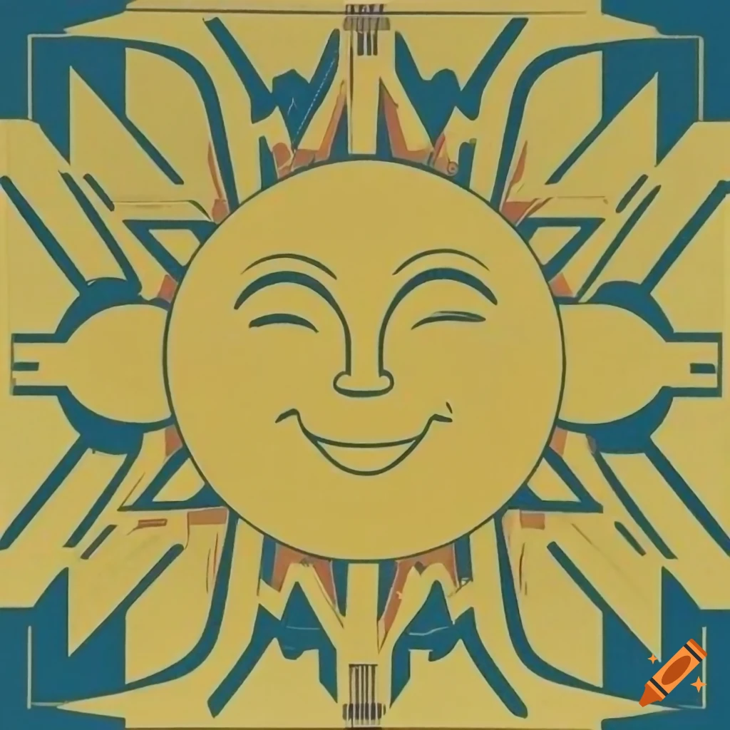 Art deco smiling sun with rays in an anime style on Craiyon
