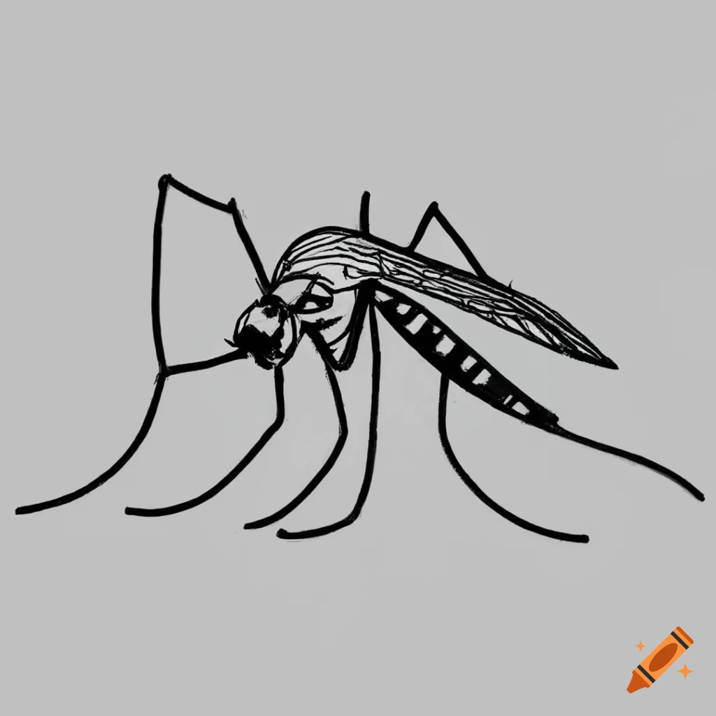 Angry mosquito simple line drawing silhouette on Craiyon