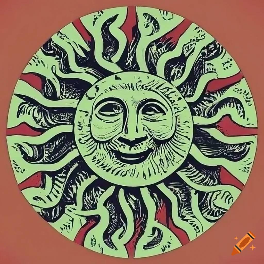 Happy sun with smiling face in circular pop art design on Craiyon