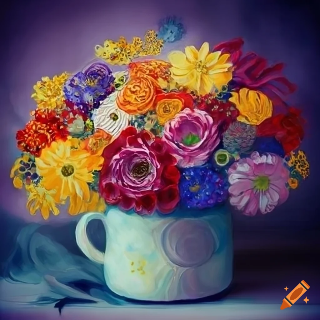 Bouquet of fresh spring flowers painted by klimt on a white background ...