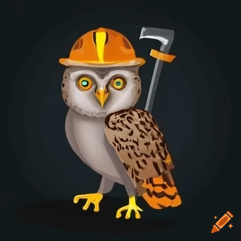 Construction worker owl with hammer on Craiyon