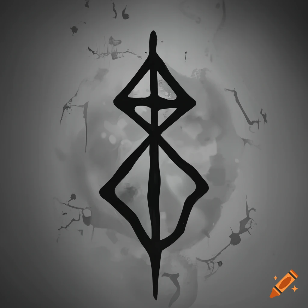 Glyph of fate and balance in monochrome rustic style on Craiyon