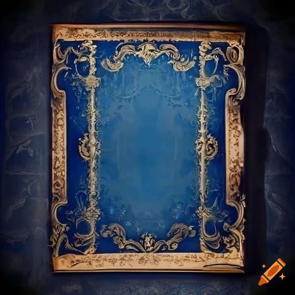 Highly decorated intricate vintage blue magical book on Craiyon