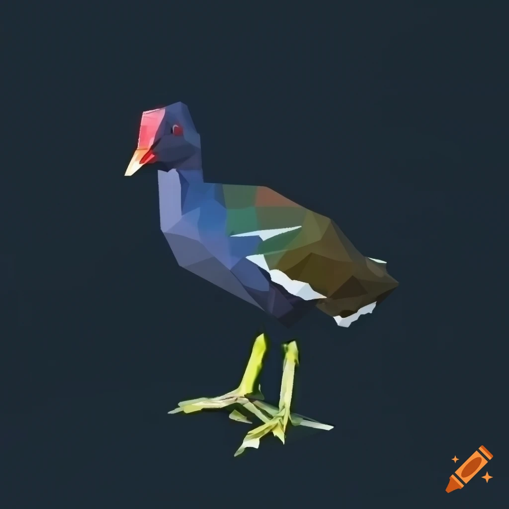 Moorhen bird with retro playstation 1 graphics in low poly resolution ...