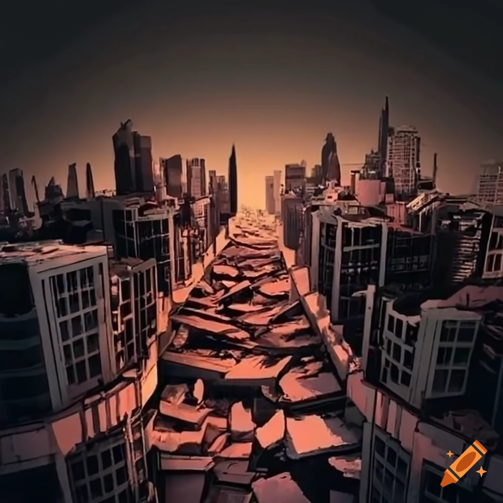 City earthquake disaster scene on Craiyon