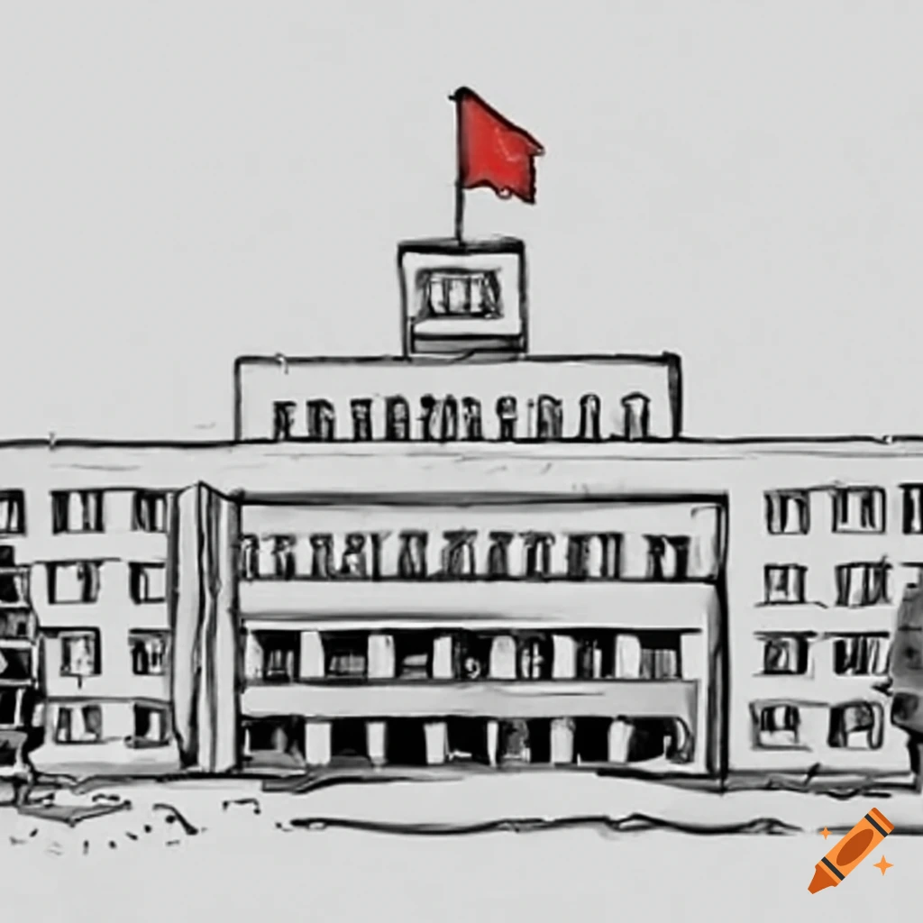 Hospital with soviet flags on the roof on Craiyon