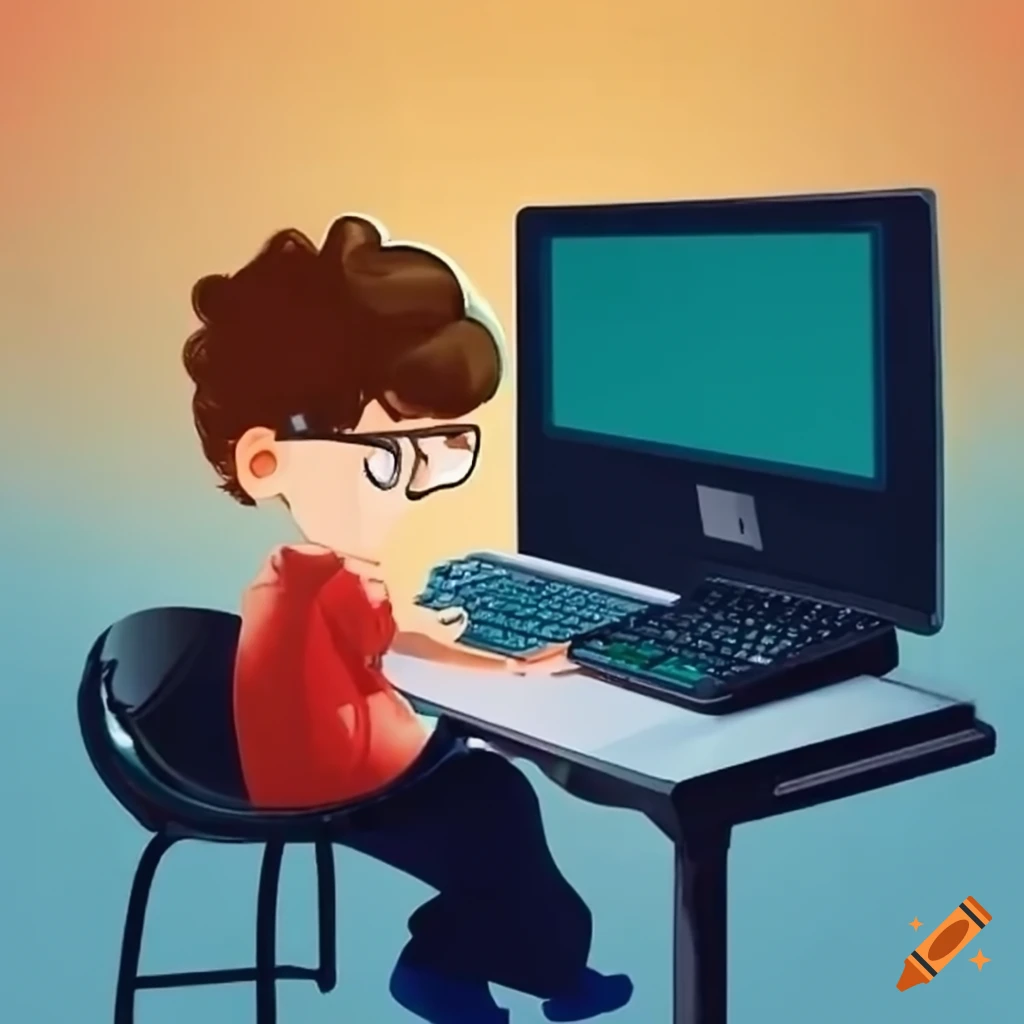 Students working on computers on Craiyon