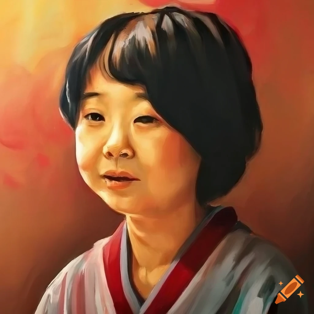 Large modern japanese family portrait painting on Craiyon