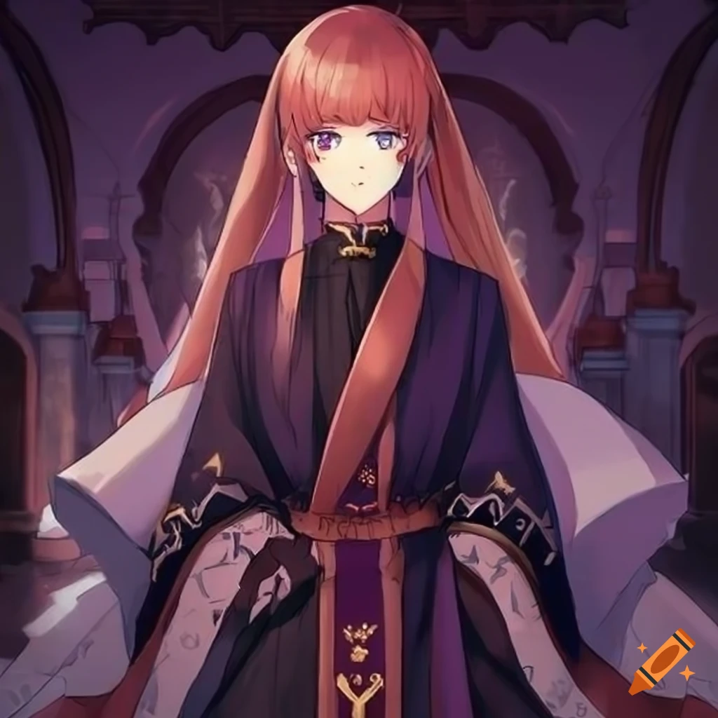 Anime-style emperor in priest attire with gothic imperial government ...