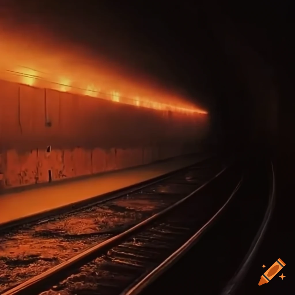 Train leaving a breath trail with a Blade Runner style atmosphere on ...