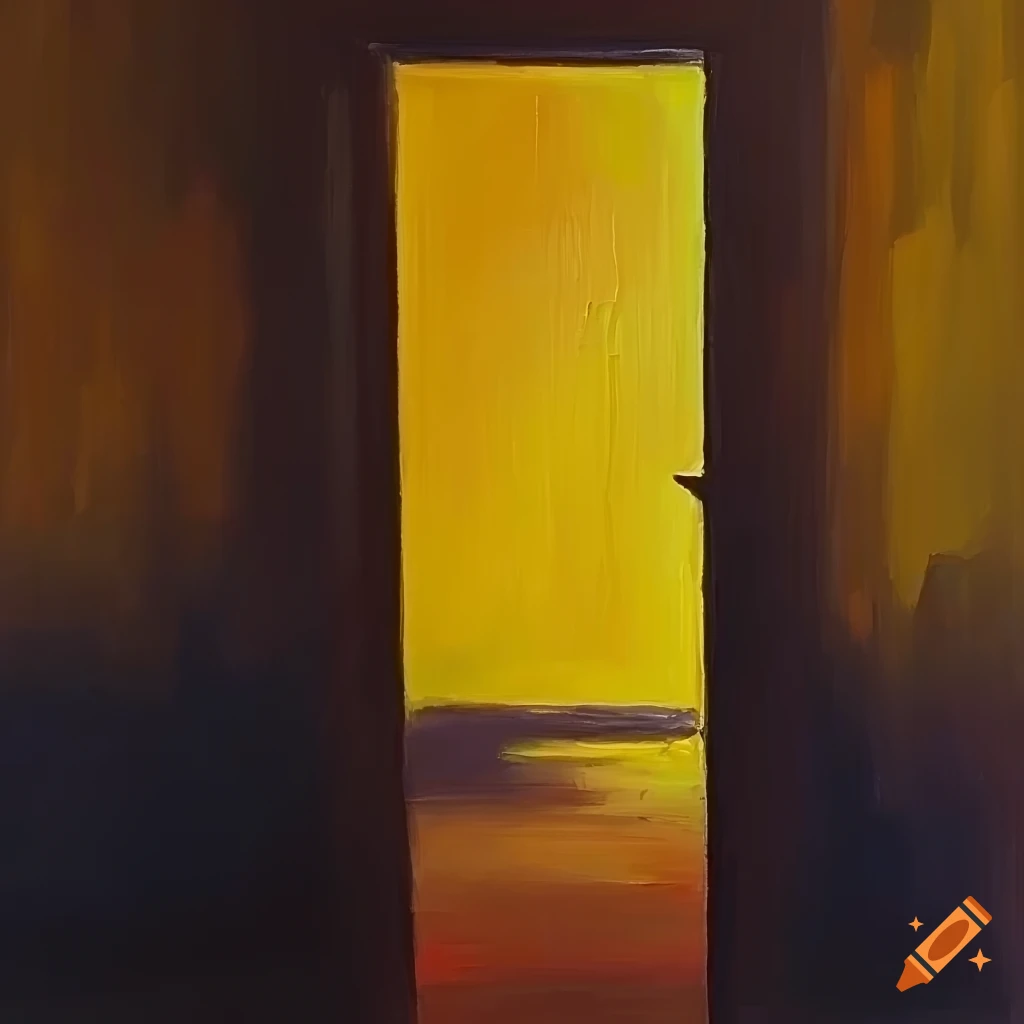 Liminal space in dark yellow with an impressionist oil painting vibe on ...
