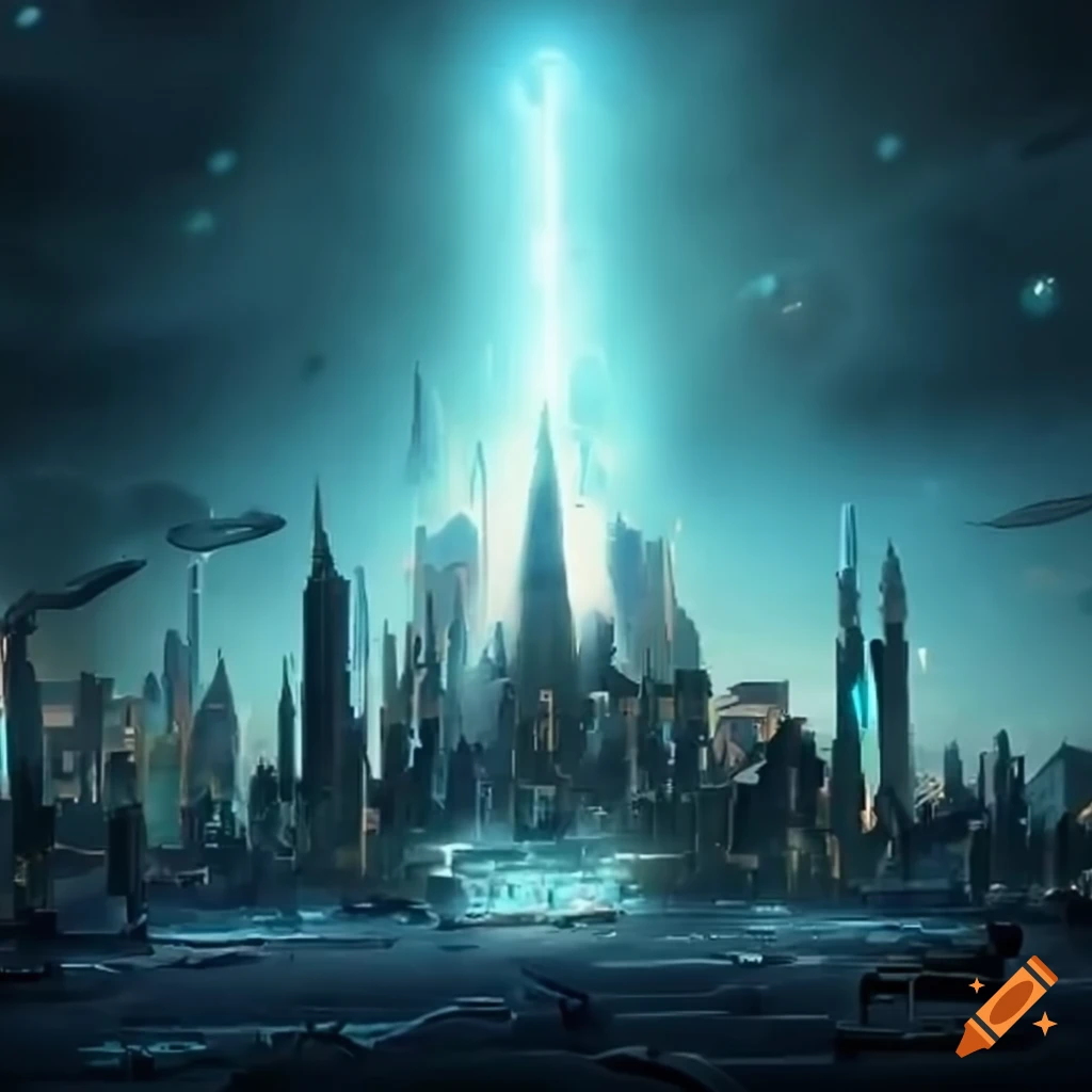 Futuristic alien civilization cityscape on Craiyon