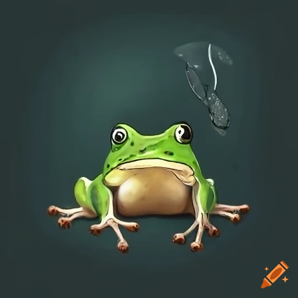 Frog capturing a fly on Craiyon