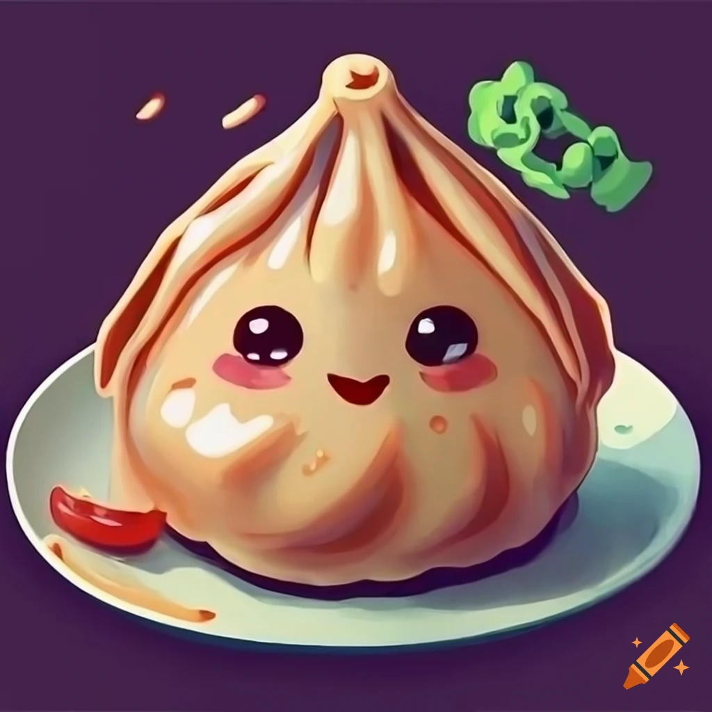 Plate of cute momo dumplings on Craiyon