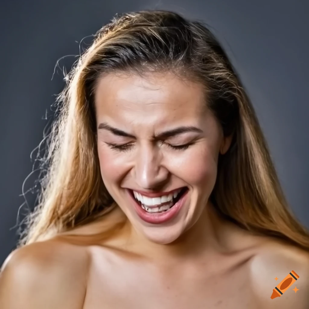 Close-up of woman with intense expression and clenched teeth on Craiyon