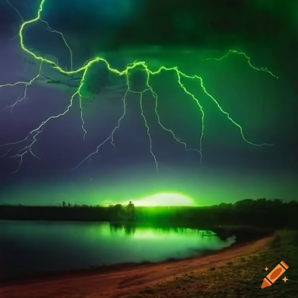 Softball surrounded by green lightning on Craiyon