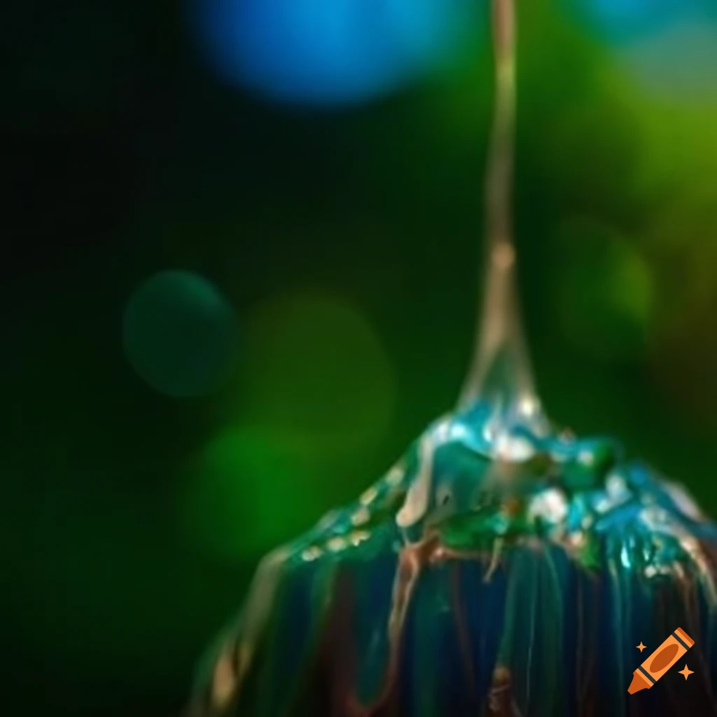 Playful tree with melting resin colors on Craiyon