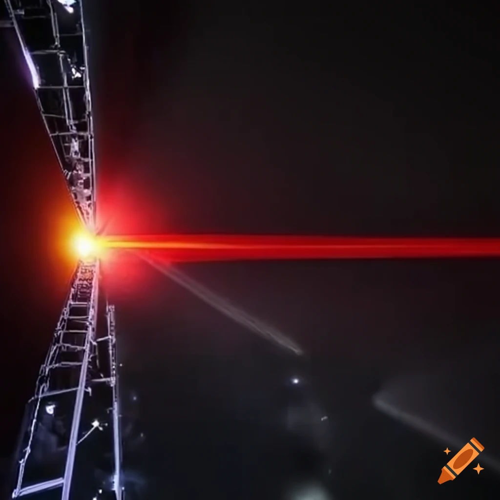 Laser beam projected onto a panel of a space elevator on Craiyon