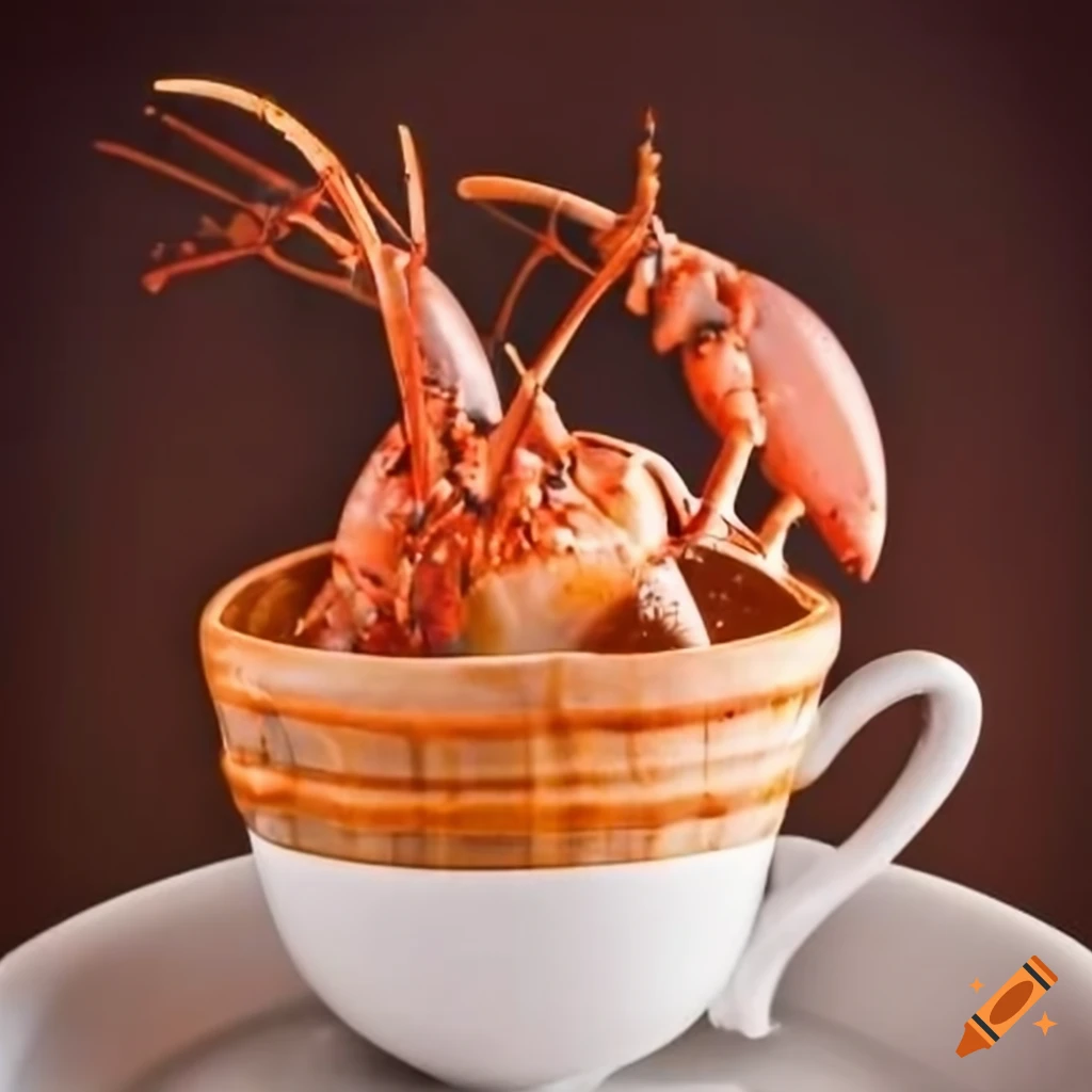 Coffee served in a lobster shell on Craiyon